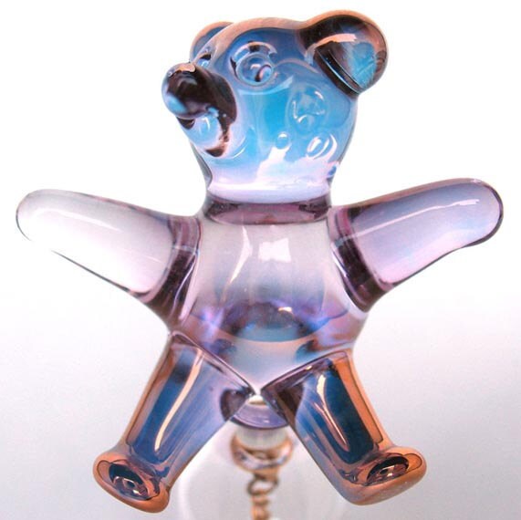 Teddy Bear Bell Figurine Hand Blown Glass with 24K Gold | Etsy