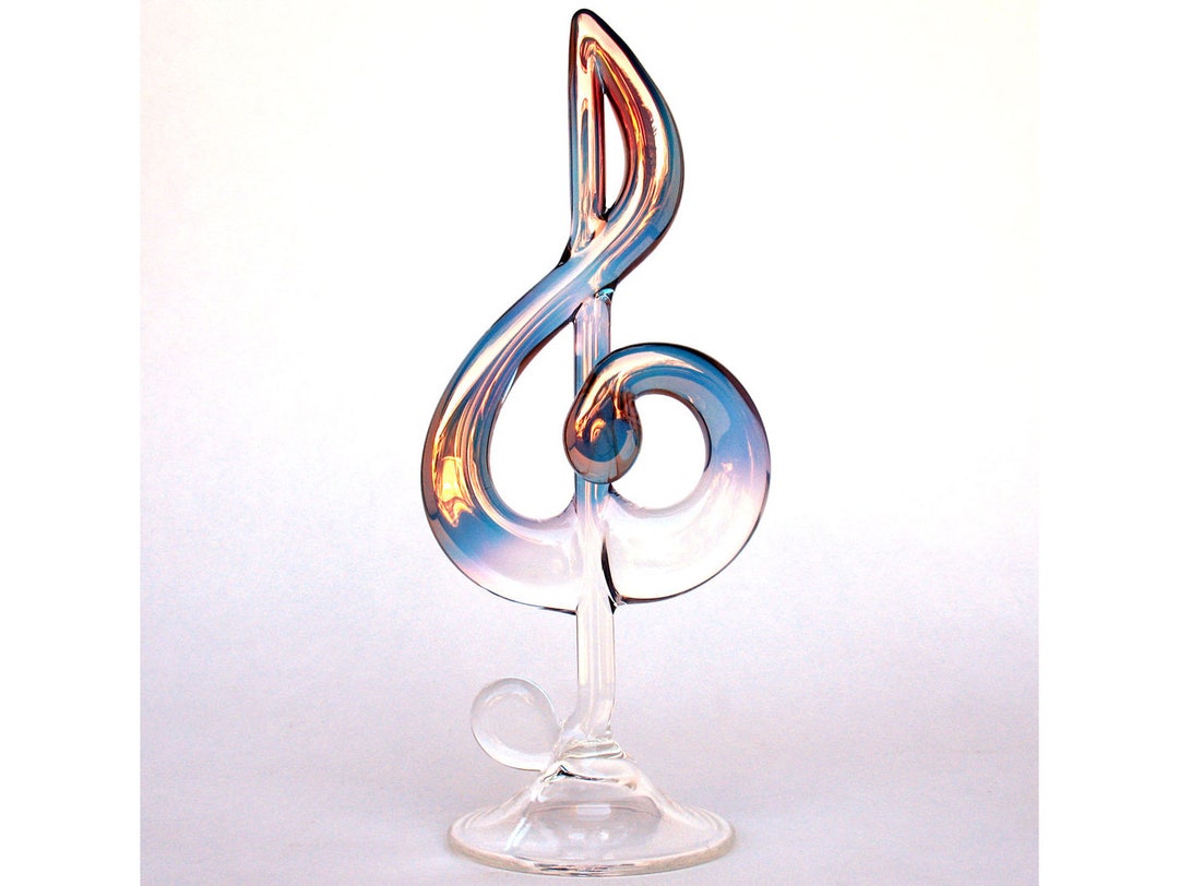 Treble Clef G Clef Figurine of Hand Blown Glass Gold - Etsy