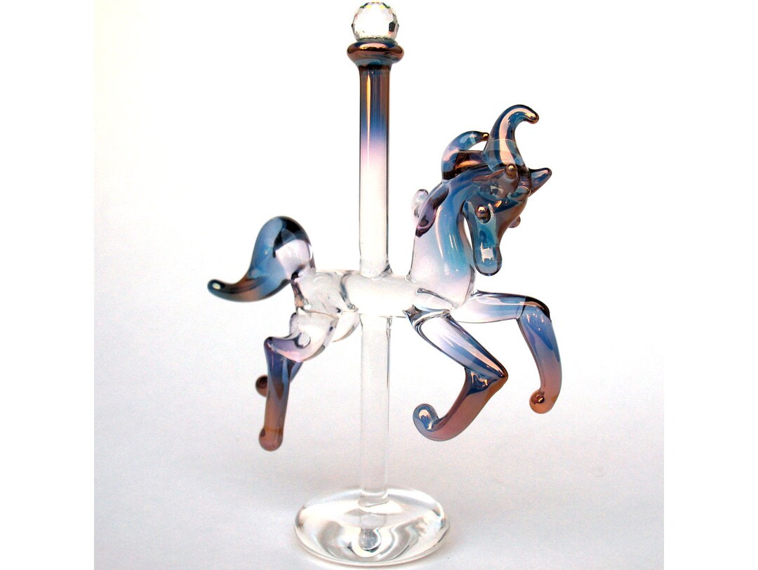 Carousel Horse of Blown Glass Pink Purple Gold Crystal - Etsy