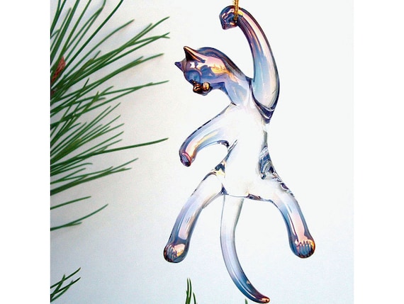 Cat Kitten Figurine Blown Glass Christmas Tree Ornament Etsy