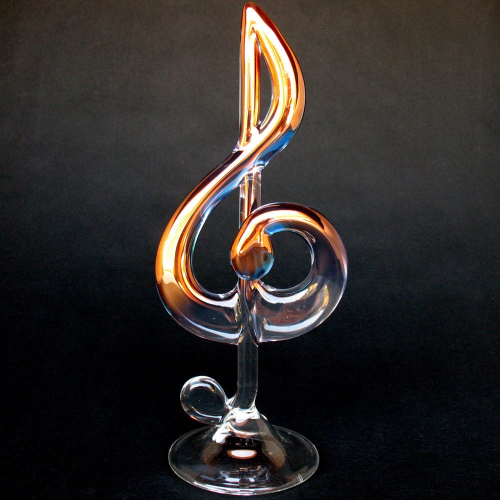 Treble Clef G Clef Figurine of Hand Blown Glass Gold - Etsy