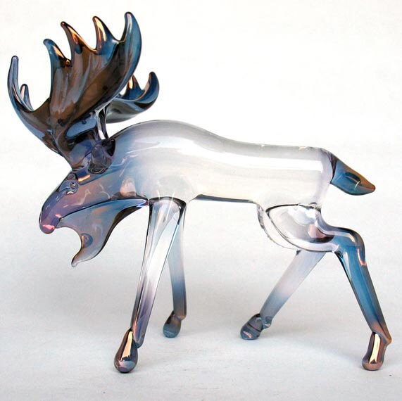 Moose of Hand Blown Glass With 24K Gold - Etsy