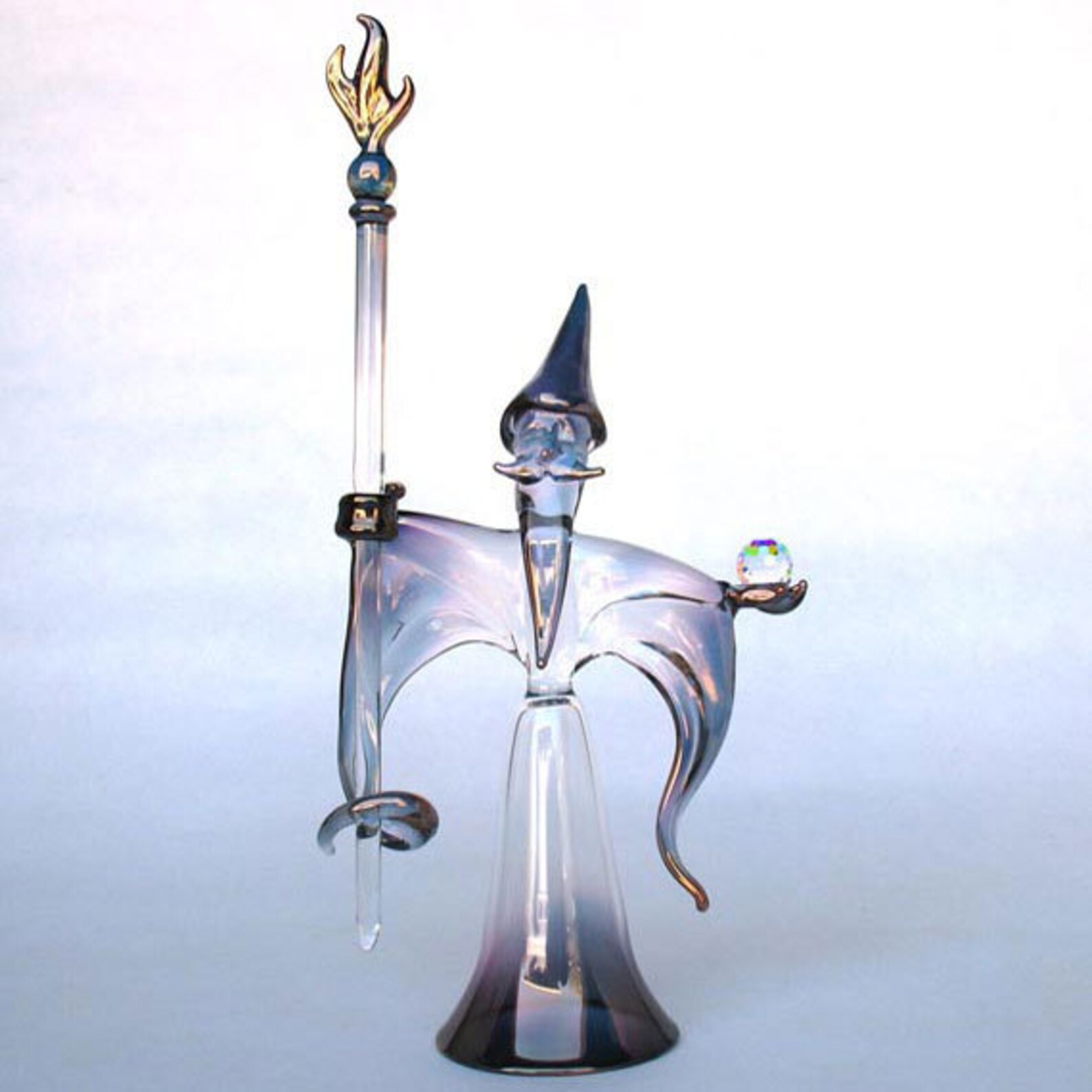 Wizard Sorcerer Figurine Hand Blown Glass Crystal Ball - Etsy