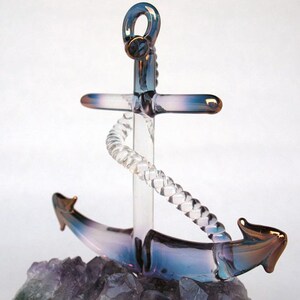 Anchor Figurine Hand Blown Glass Amethyst 24K Gold - Etsy