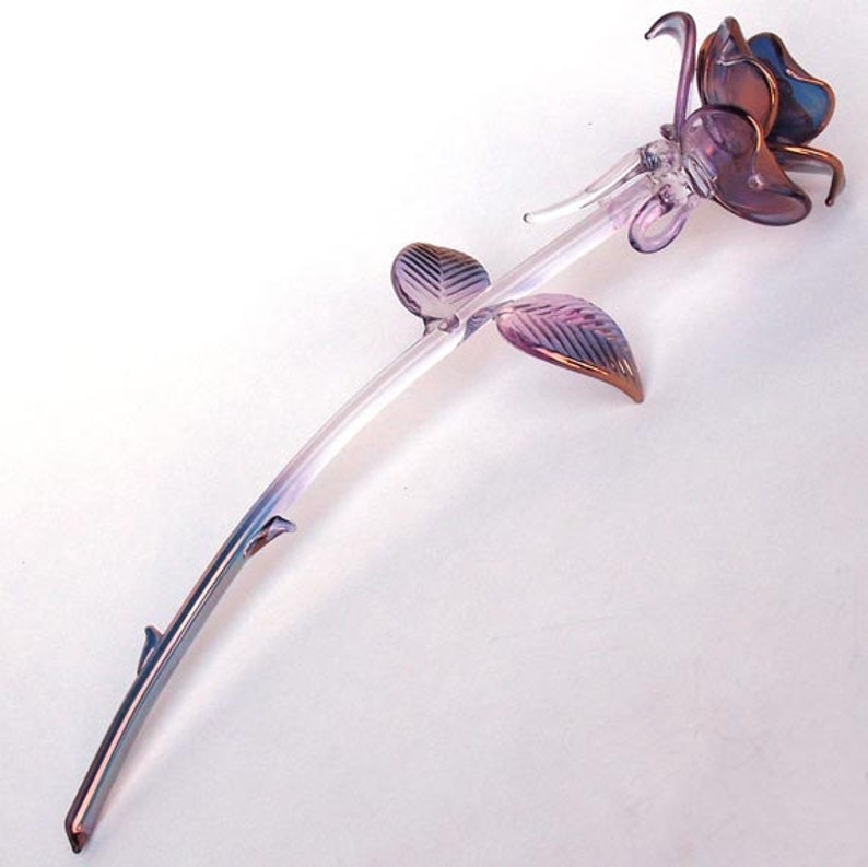 Hand Blown Glass Rose Figurine With 24k Gold - Etsy