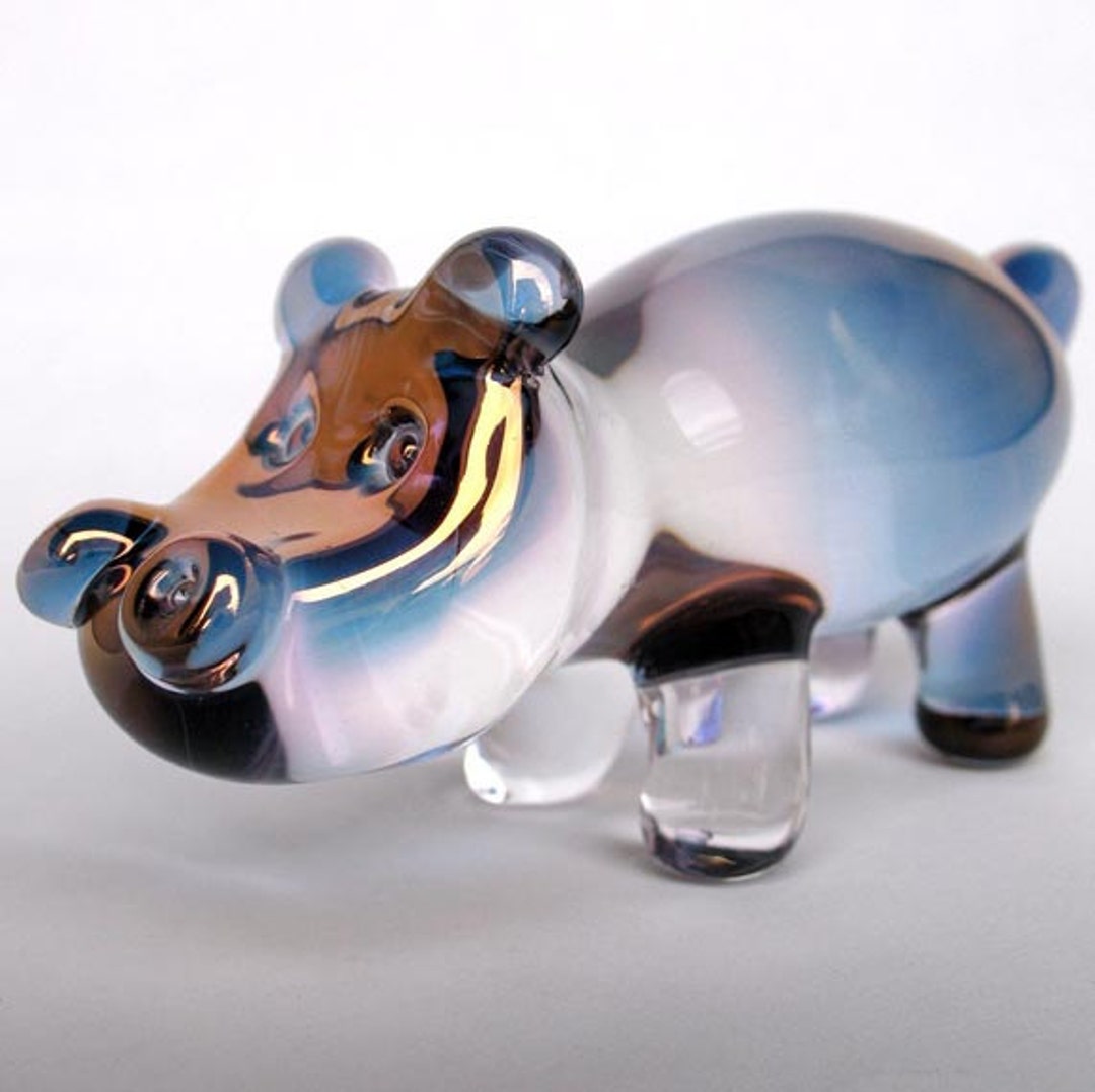 Hippo Hippopotamus Figurine Hand Blown Glass Crystal - Etsy
