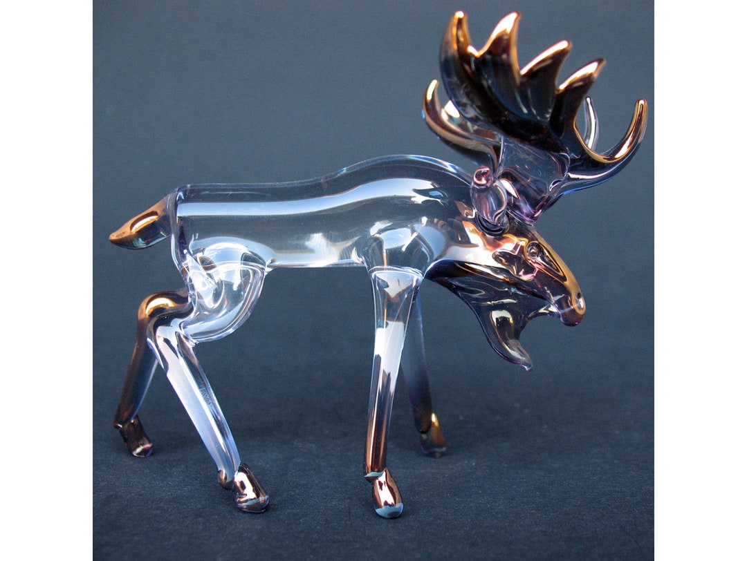 Moose of Hand Blown Glass With 24K Gold - Etsy