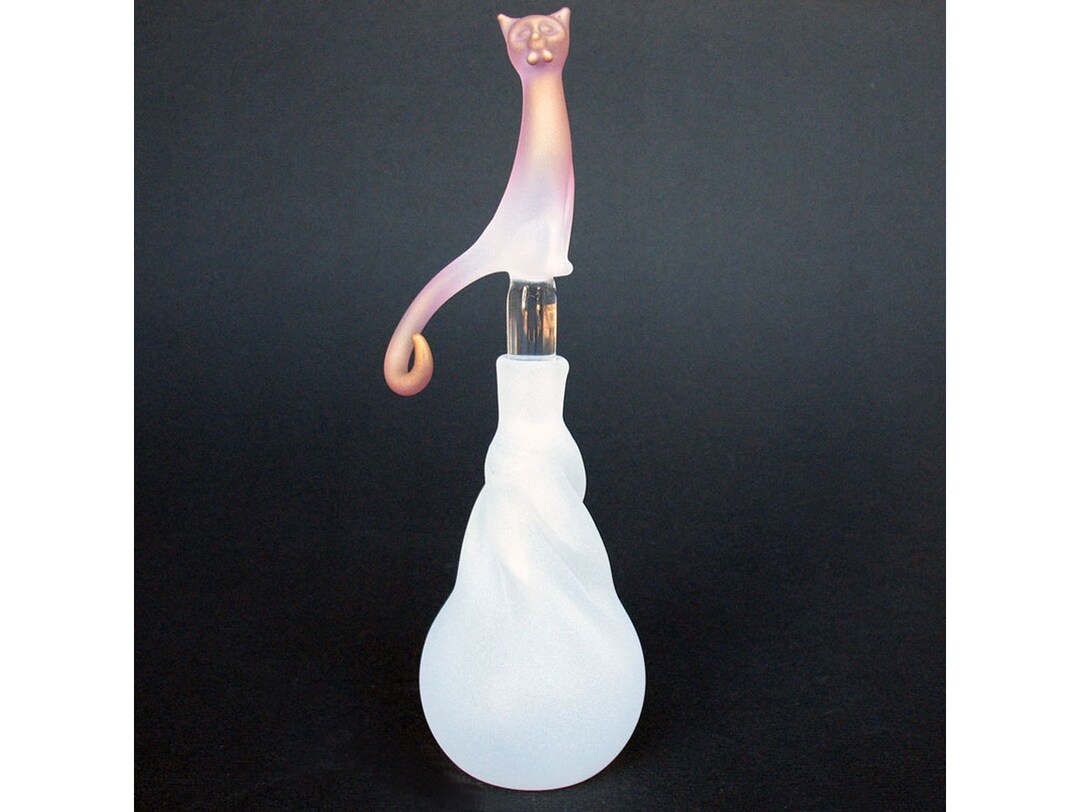 Cat Kitten Perfume Bottle Hand Blown Glass Gold Crystal - Etsy