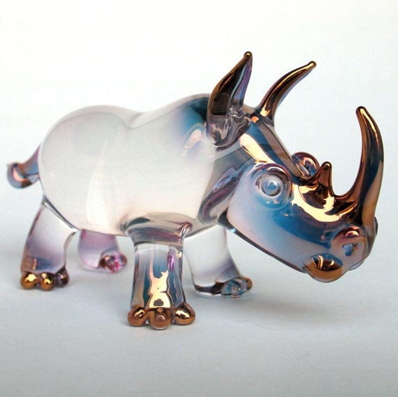 Rhino Rhinoceros Figurine Blown Glass Crystal Sculpture - Etsy