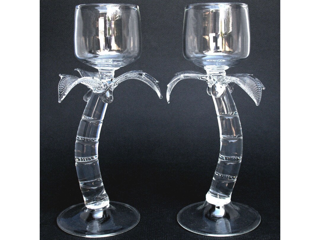 Palm Tree Champagne Crystal Hawaiian Toasting Glasses - Etsy