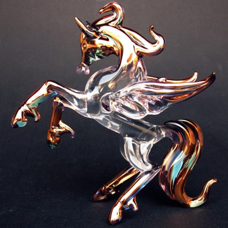 Pegasus Rearing Figurine Sculpture of Hand Blown Glass - Etsy