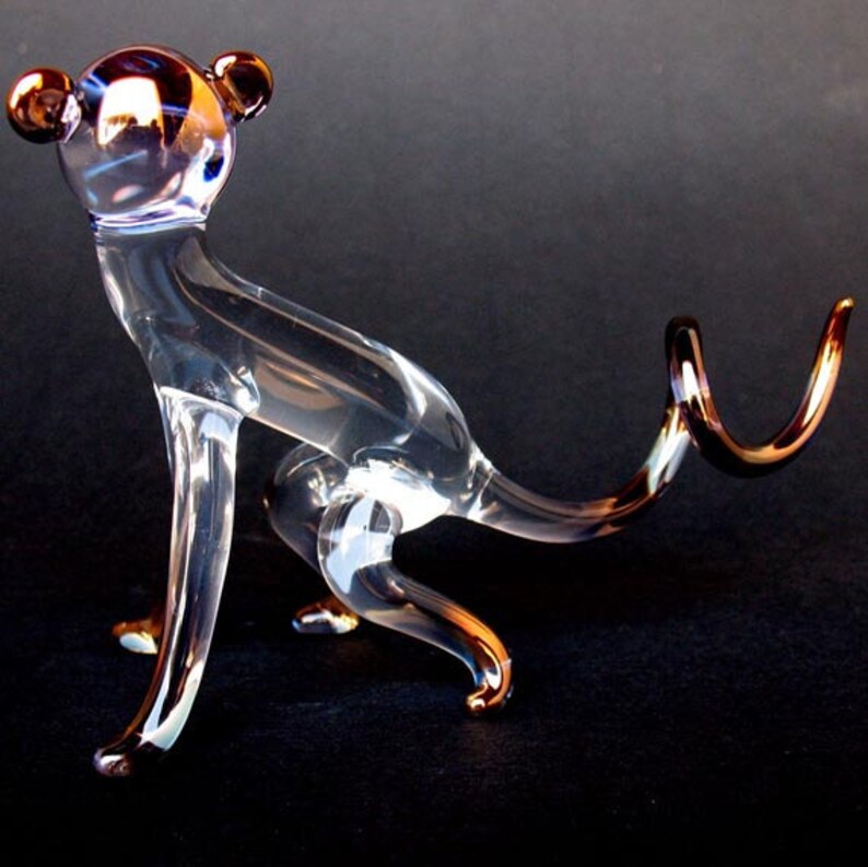 Monkey Figurine Hand Blown Glass Gold Crystal Sculpture - Etsy