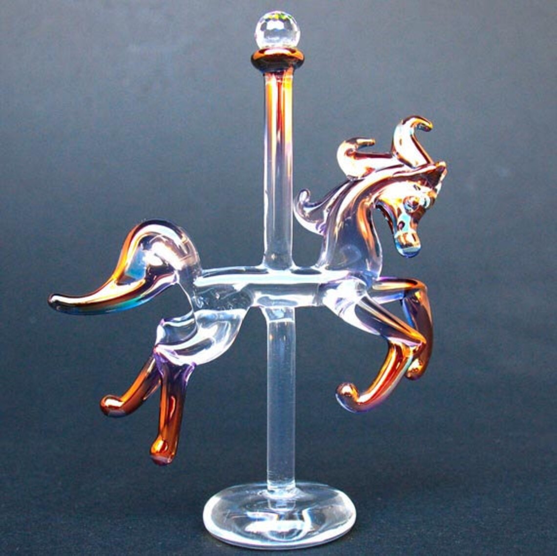 Carousel Horse of Blown Glass Pink Purple Gold Crystal - Etsy