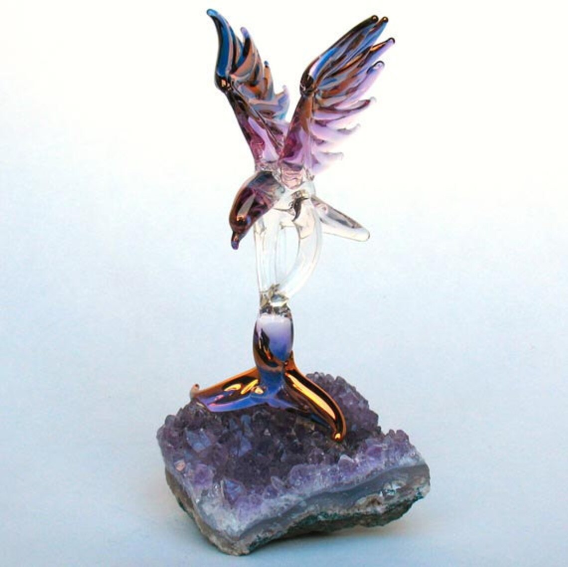 Eagle Figurine Sculpture Blown Glass Amethyst Crystal Etsy