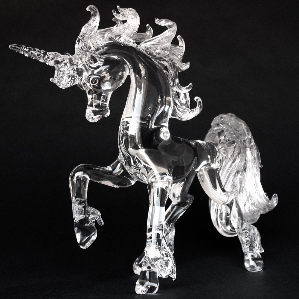 Unicorn Prancing Hand Blown Glass Crystal Figurine - Etsy