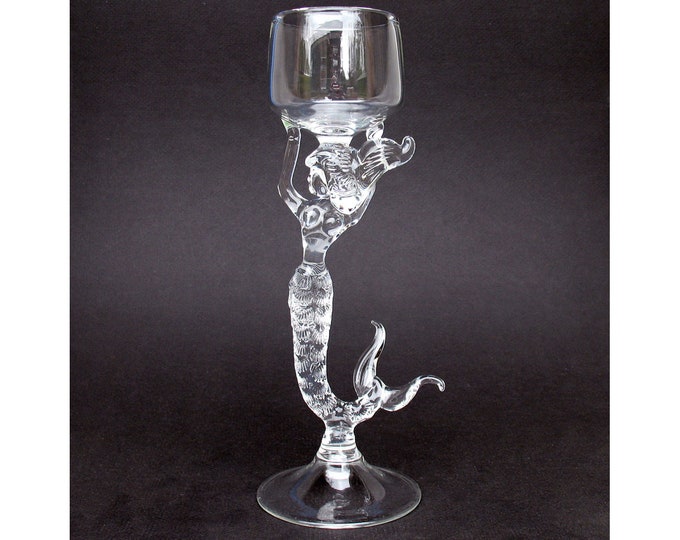 Mermaid Wine Glass Hand Blown Crystal Goblet Etsy