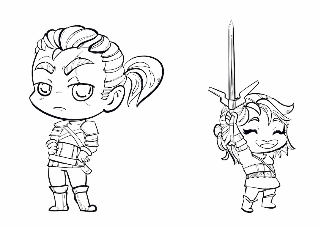 Witcher Geralt Siri Chibi Coloring Page - Etsy