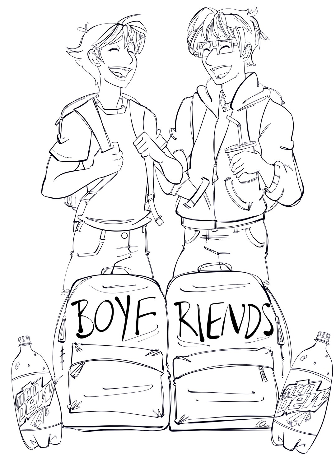 Be More Chill Jeremy and Michael Coloring Page - Etsy
