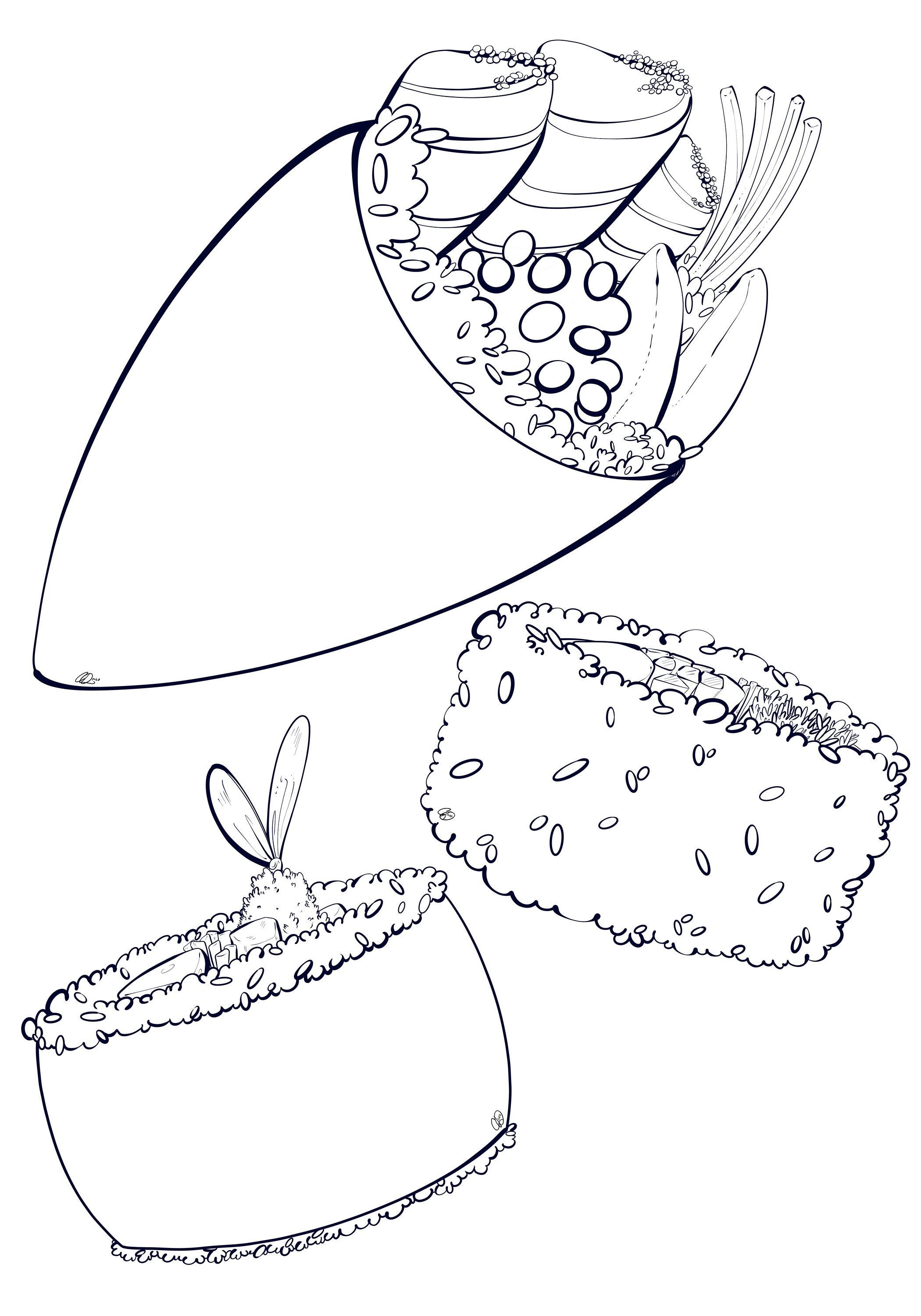 Sushi Handroll Maki Uramaki Temaki Coloring Page - Etsy