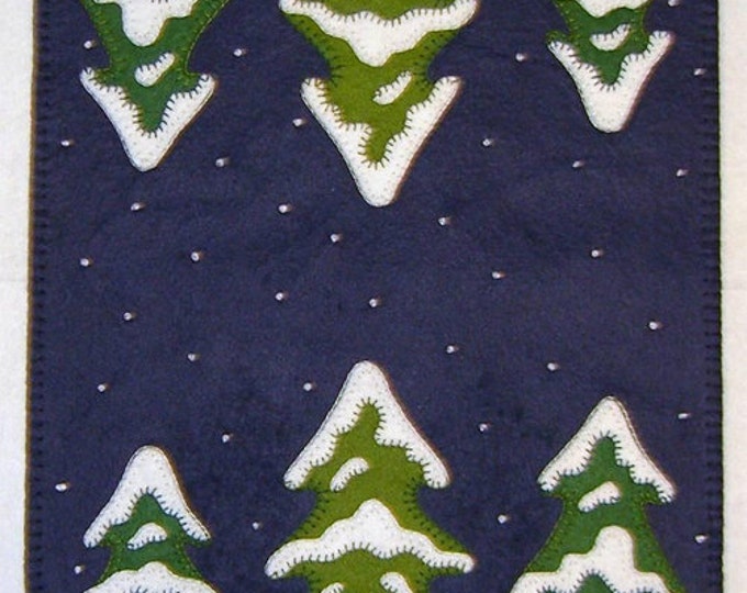 Christmas Winter Snowy Penny Rug Mat Wool Applique PATTERN & Wool Felt ...