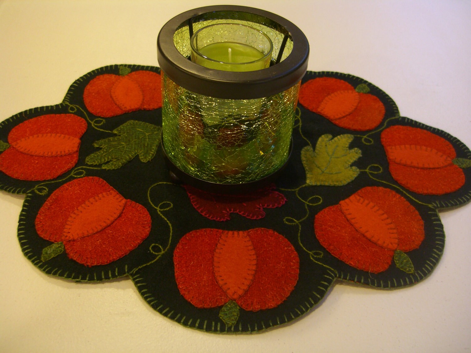 Pumpkin Candle Mat Wool Applique PATTERN Fall Thanksgiving Autumn Penny ...