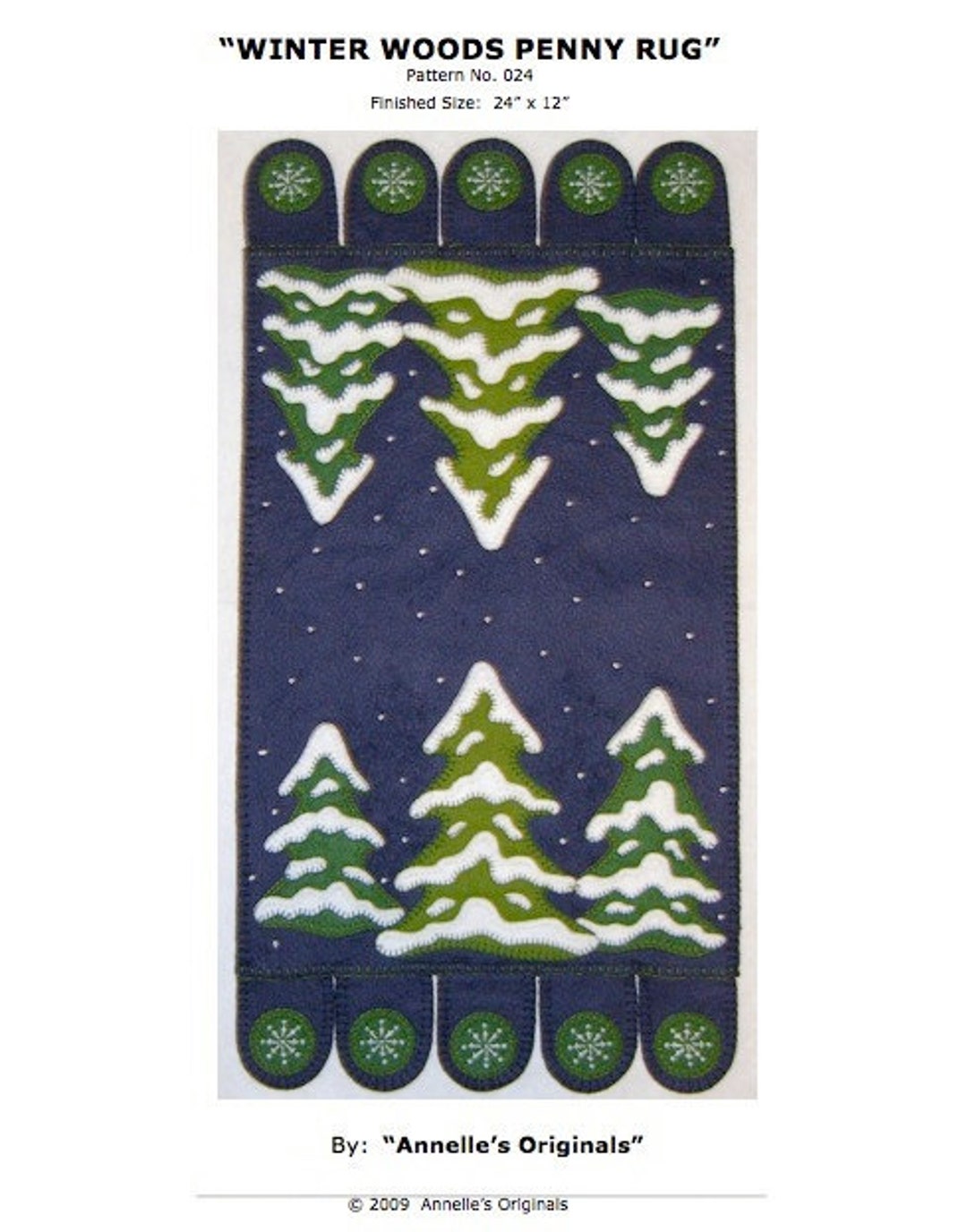 Christmas Winter Snowy Penny Rug Table Topper Wool Applique PATTERN ...