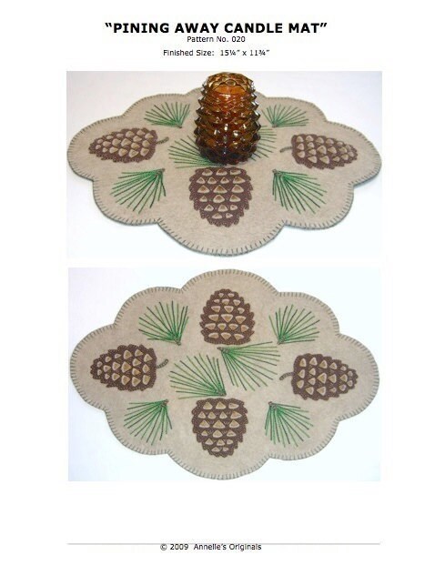 Christmas Winter Pine Cones Pine Needles Penny Rug Mat/wool Applique ...