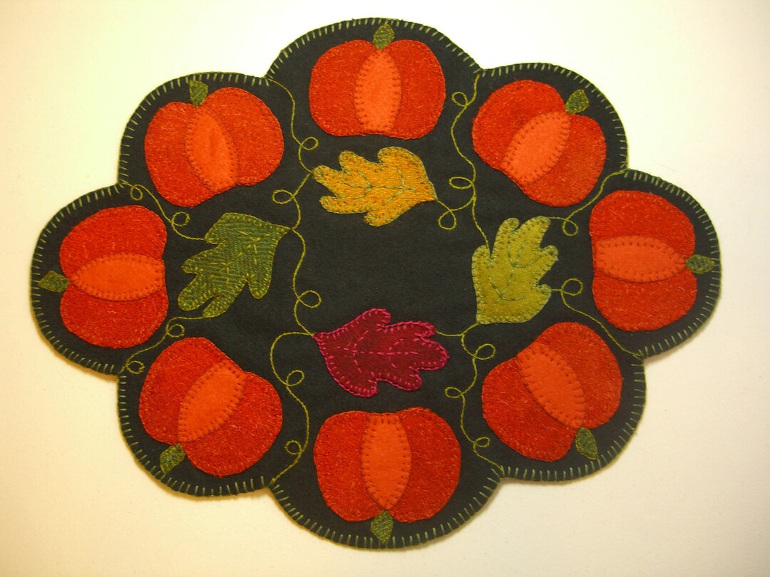 Pumpkin Candle Mat Wool Applique PATTERN Fall Thanksgiving Autumn Penny ...