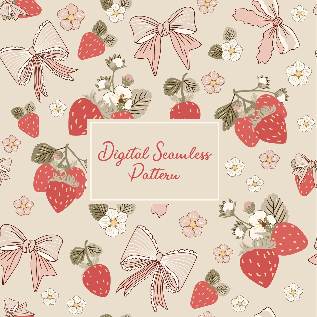 Strawberry Floral Seamless Pattern – Cottagecore Digital Paper Berry ...