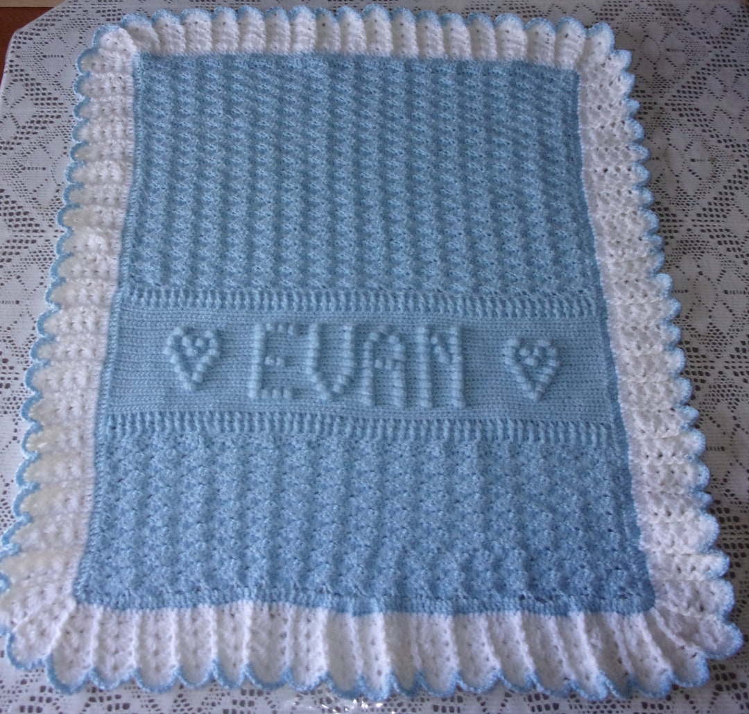 Personalized Crochet Baby Blanket Afghan Name/date for Bassinet,carrier ...
