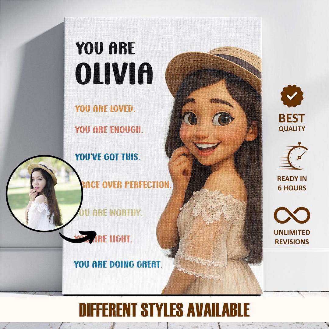 Positive Affirmation Poster, Custom Girlfriend Affirmation Disney Print ...