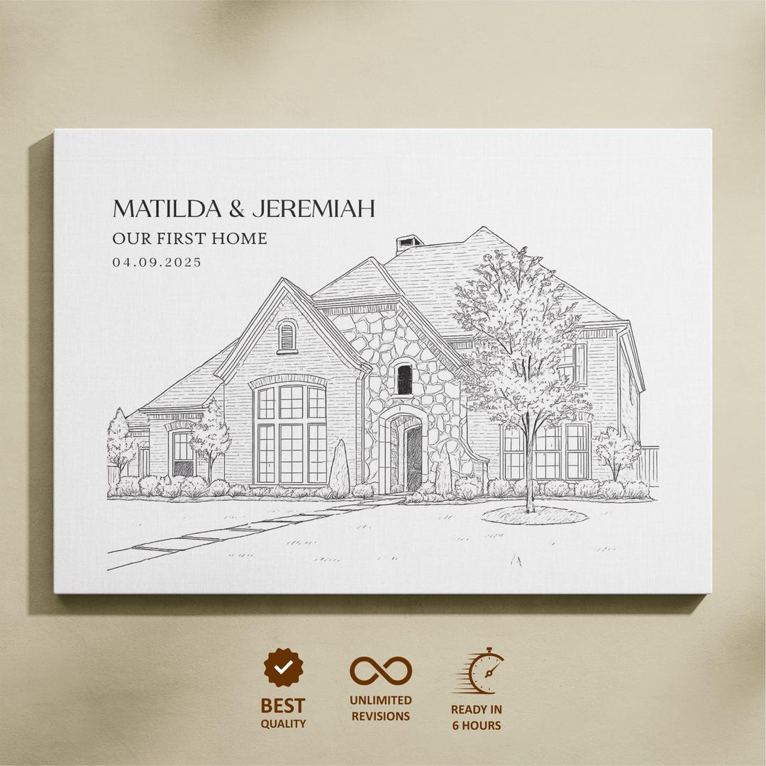 Custom House Sketch Portrait, House Drawing From Photo, New Home ...
