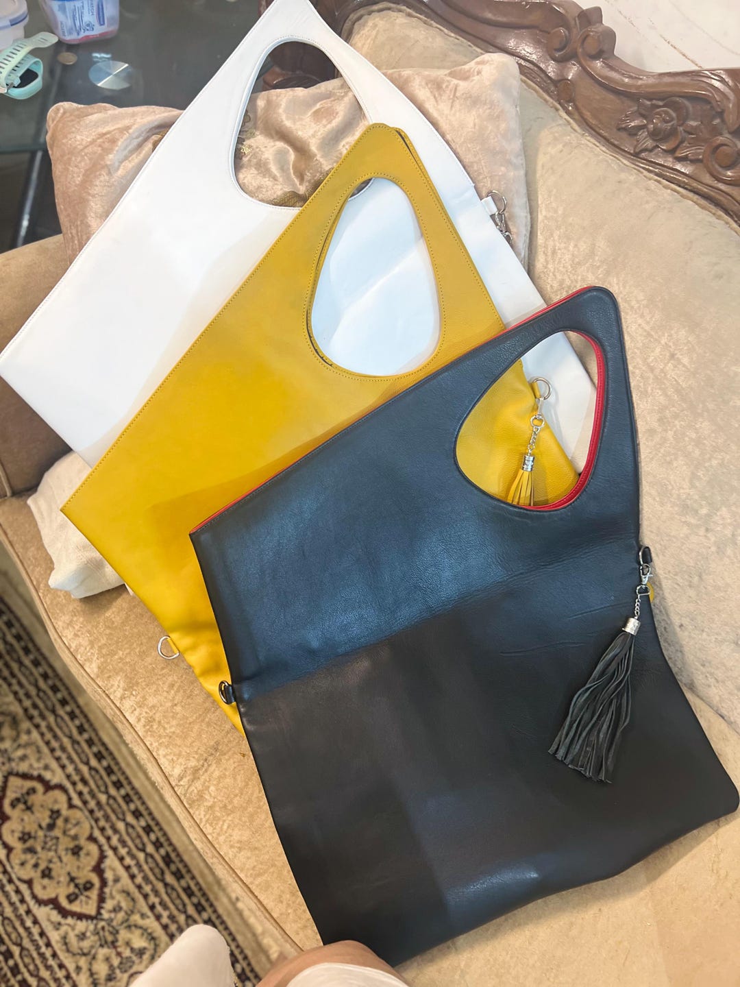 Leather Hobo Bag for Women With Teardrop Cutout Design and Interior ...
