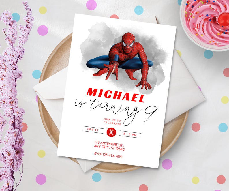 Editable Spiderman Birthday Invitation Template Instant Download ...