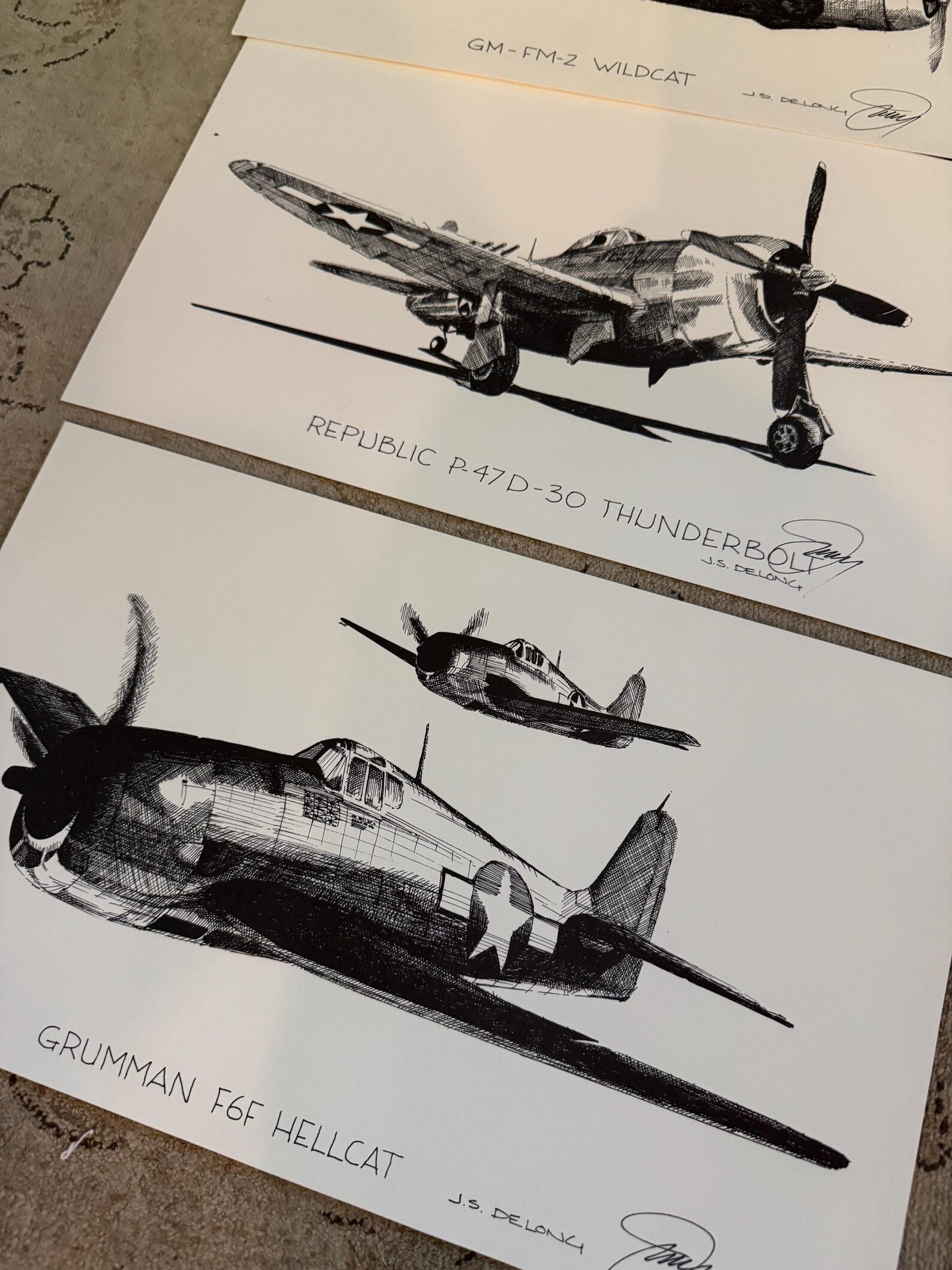 Art Print Pen Drawing Collectors Series by Artist JS Delong Airplanes ...