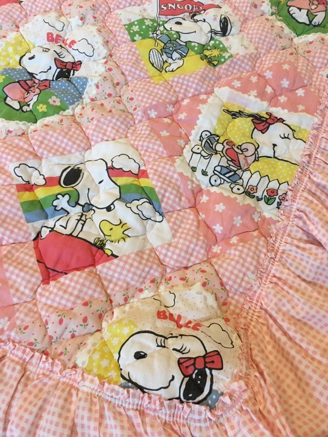 Peanuts Belle Snoopy BEDSPREAD Ruffled Twin Vintage Bedding | Etsy