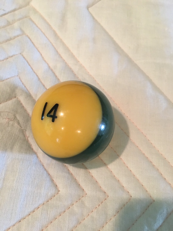 Vintage Pool Ball 14 Number Fourteen Striped Grass Green | Etsy
