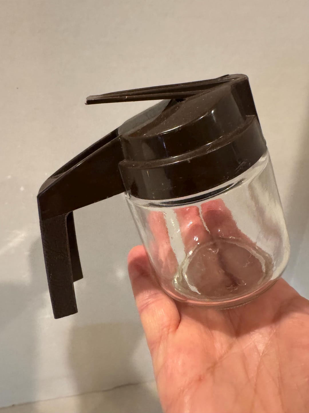 Vintage Creamer Pitcher / Mini Syrup Dispenser Brown Lid - Etsy