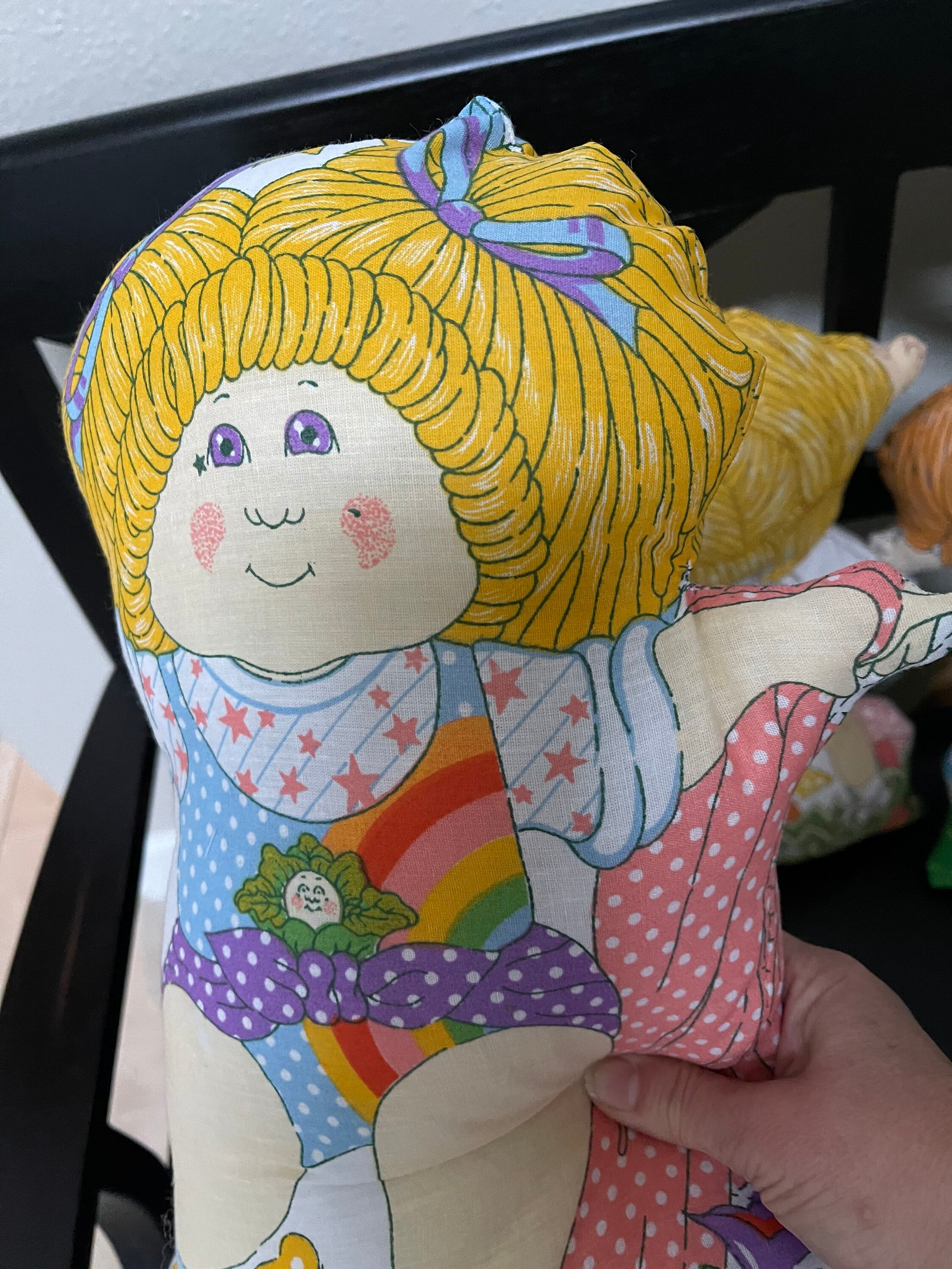 Decorative Vintage Fabric Pillow Cabbage Patch 1980s Rainbow | Etsy