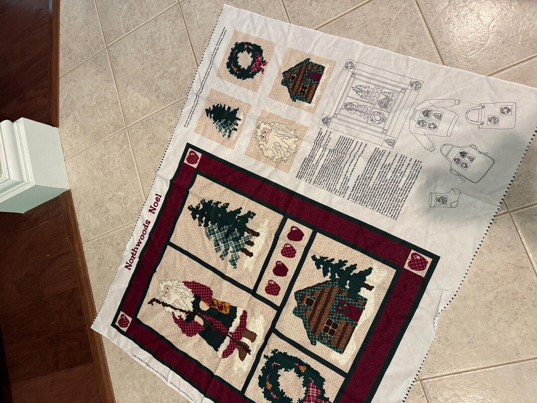 Vintage FABRIC Northwoods Noel Fabric Panel for Quiltable Christmas ...