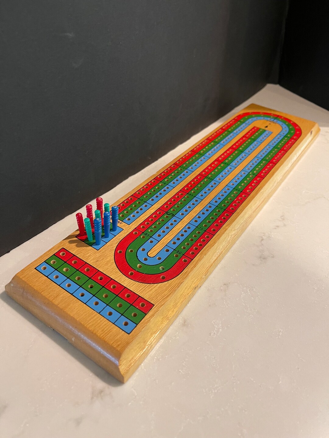 Vintage Triple Track Cribbage Board With Pegs - Etsy