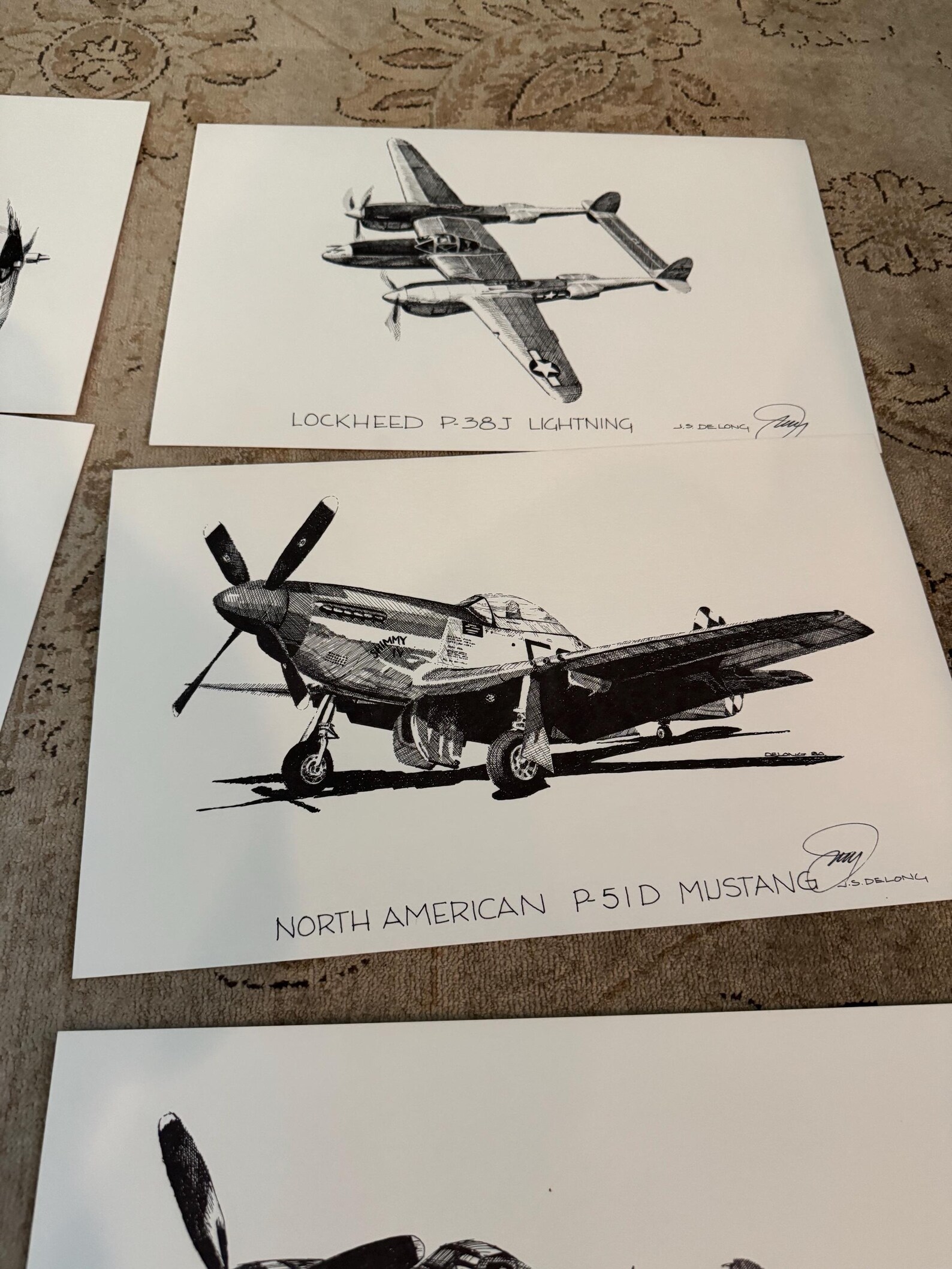Art Print Pen Drawing Collectors Series by Artist JS Delong Airplanes ...