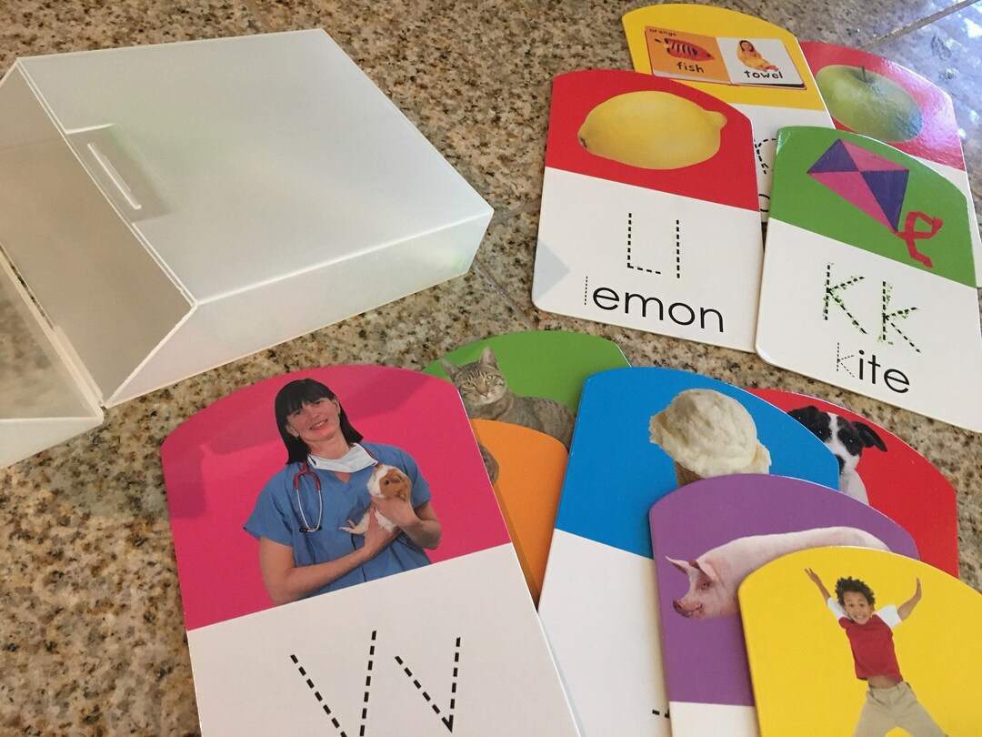 Vintage Alphabet Handwriting Wipe off Flash Cards Large Heavy Weight ...
