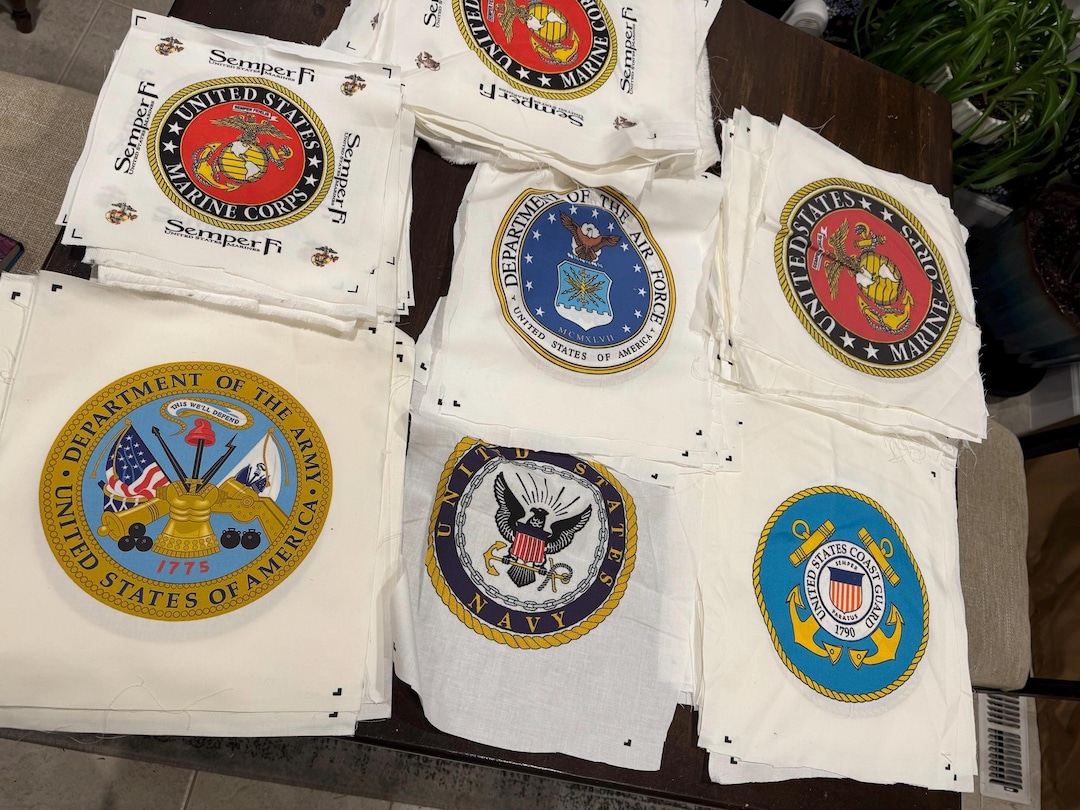 Fabric Panels Army Navy Military Service Air Force Marine Coast Guard ...