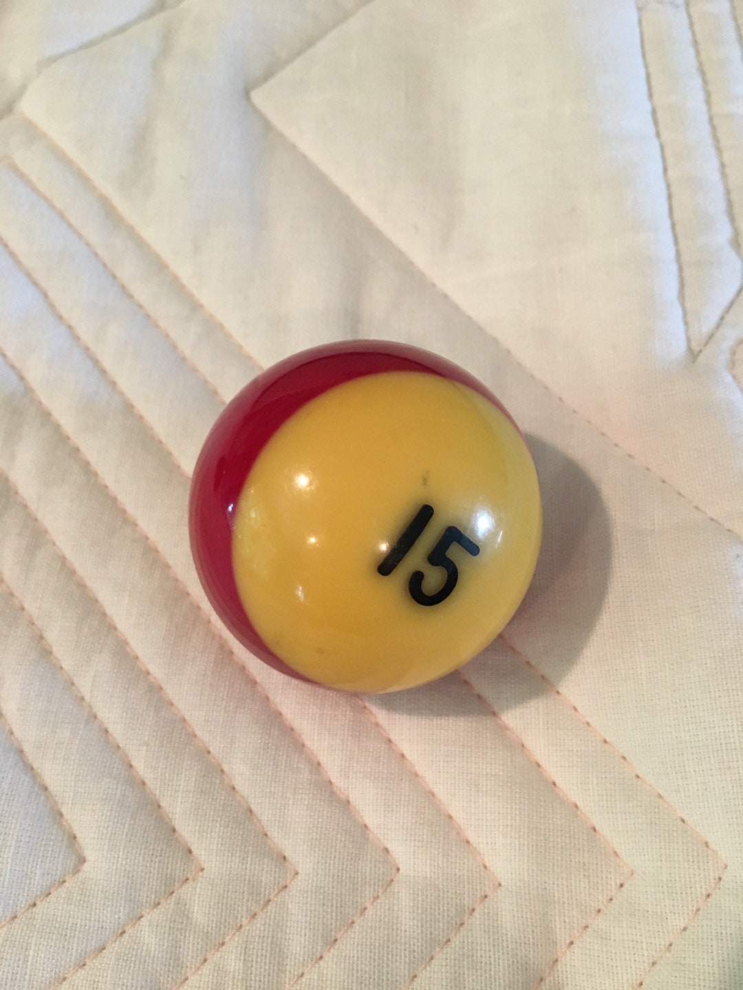 Vintage Pool Ball 15 Number Fifteen Striped RED Bakelite Style Billiard ...