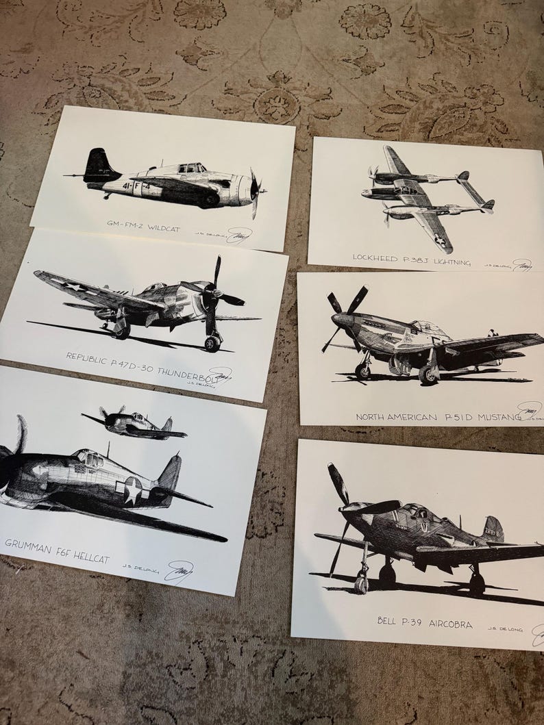 Art Print Pen Drawing Collectors Series by Artist JS Delong Airplanes ...