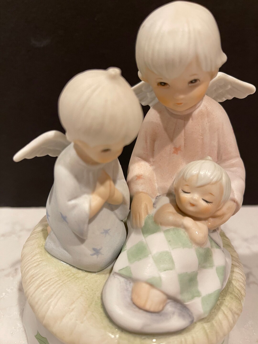 Vintage Lefton Hand Painted Angels & Baby Music Box 1983 - Etsy