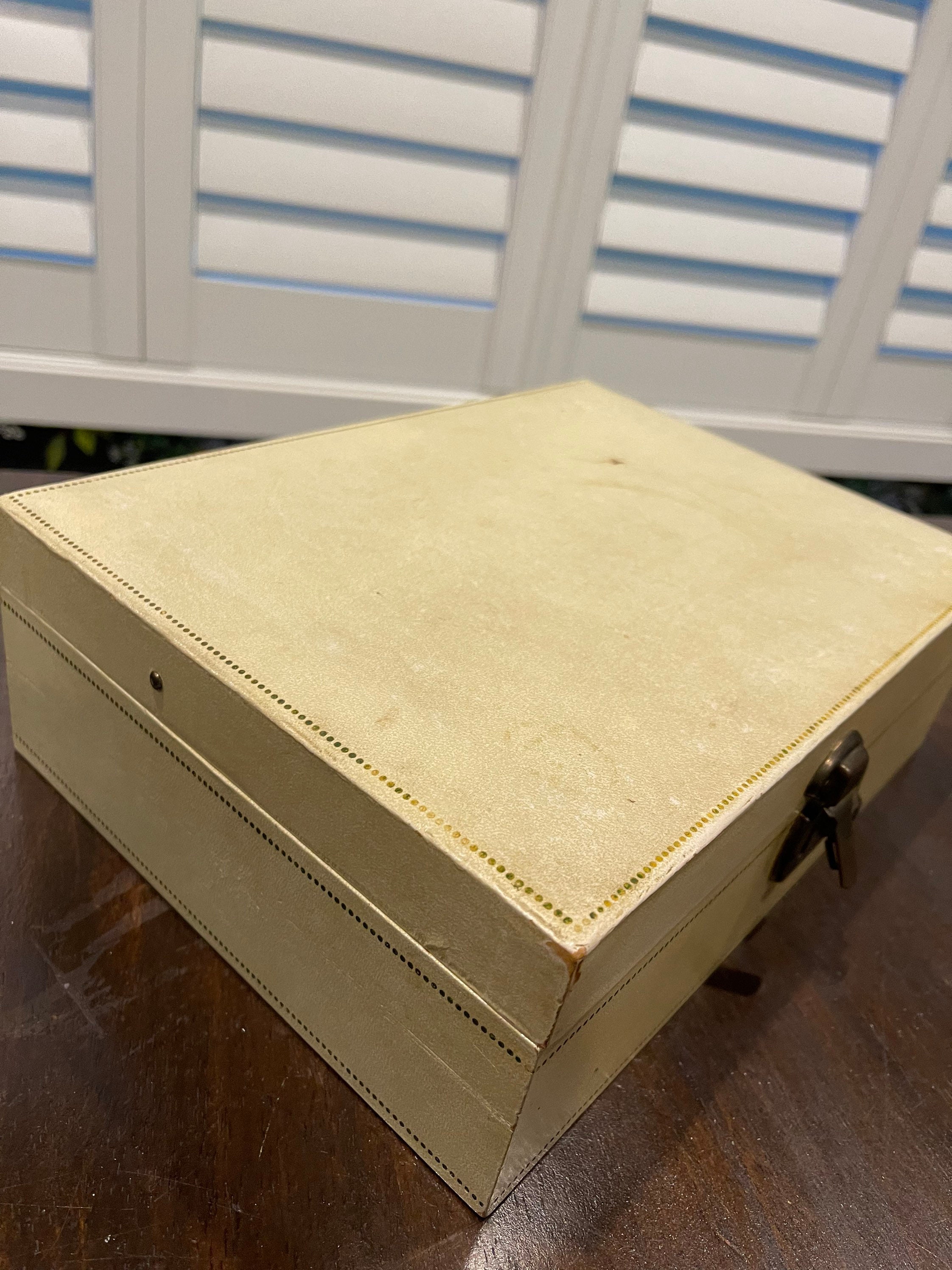 Large Jewelry Box Off White color Mid Century Mod red | Etsy