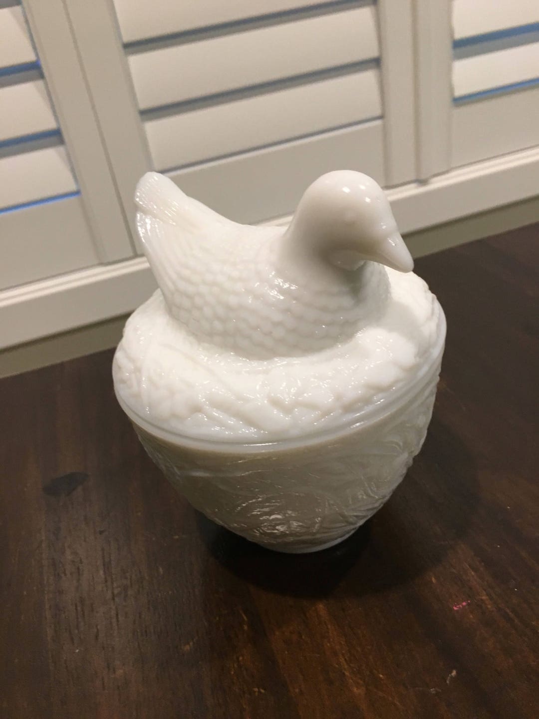 Vintage Milk Glass AVON Bird Hen Chicken in Basket Vanity Dish - Etsy