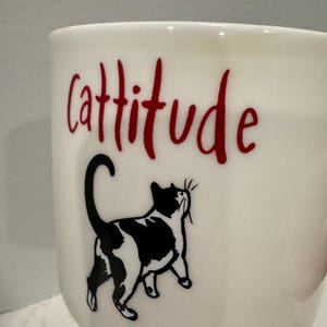 Opalhouse Cattitude Cat Coffee Mug - Black & White Stoneware - Etsy